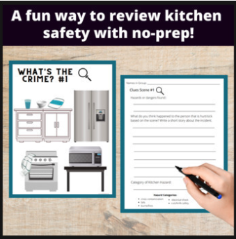 Kitchen Safety Worksheet - Kitchen Safety Crime Scene - Twins and ...