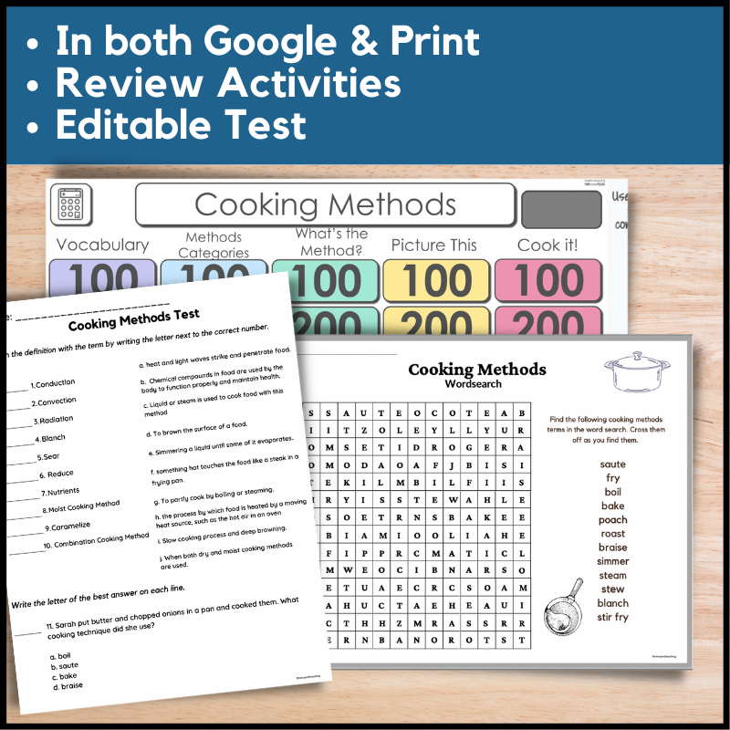 Cooking Methods Unit - Cooking Techniques Lesson Plans Culinary Arts ...