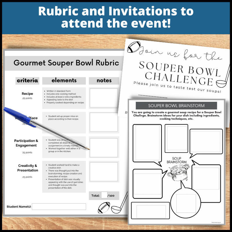 Souper Bowl Challenge for Culinary Arts Game Day Activity - Twins and ...